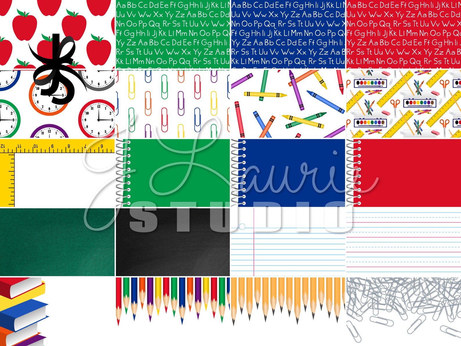 Back to School-digital Scrapbook Papers-commercial - Etsy