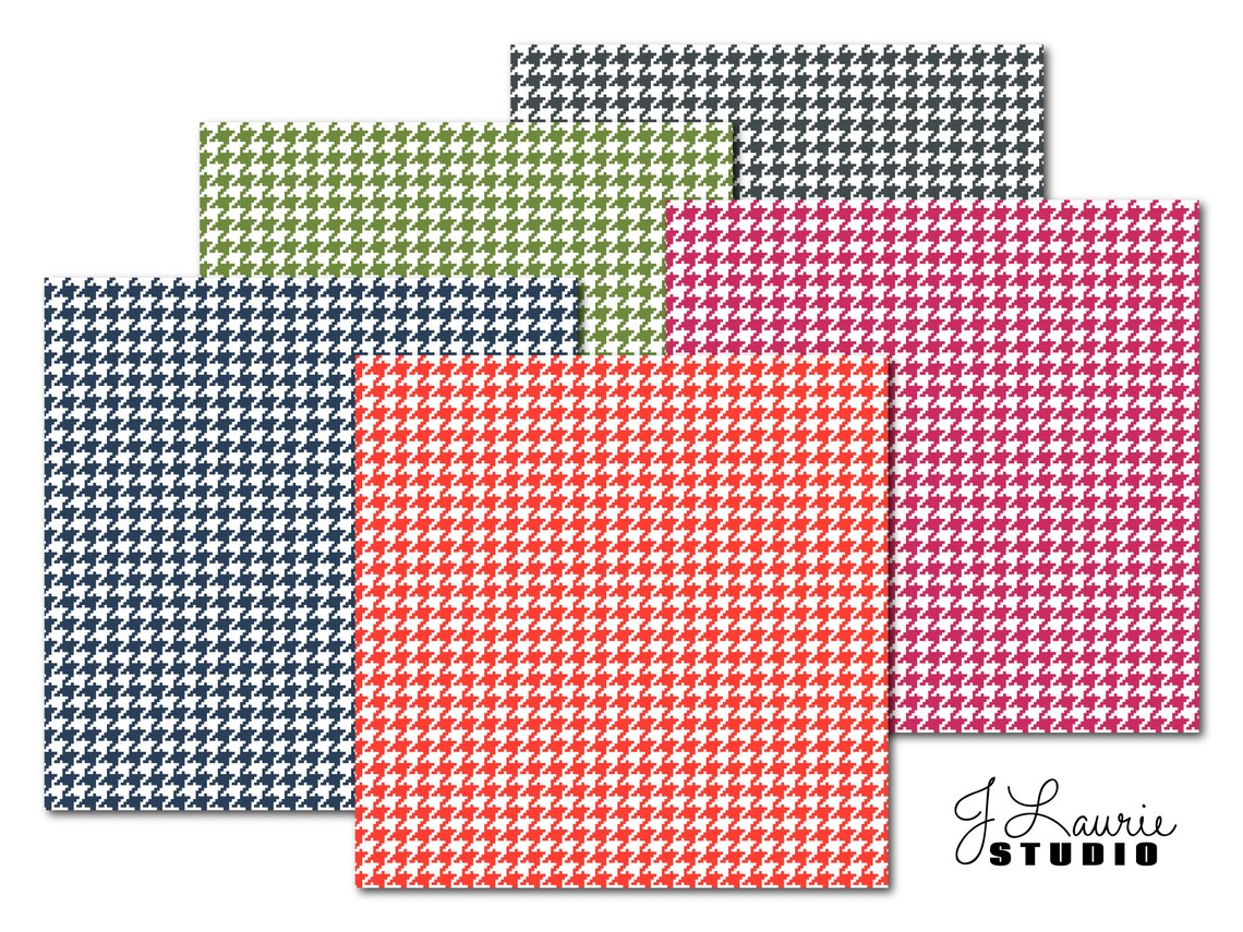 Houndstooth-fall Colors-digital Scrapbook Papers-commercial - Etsy