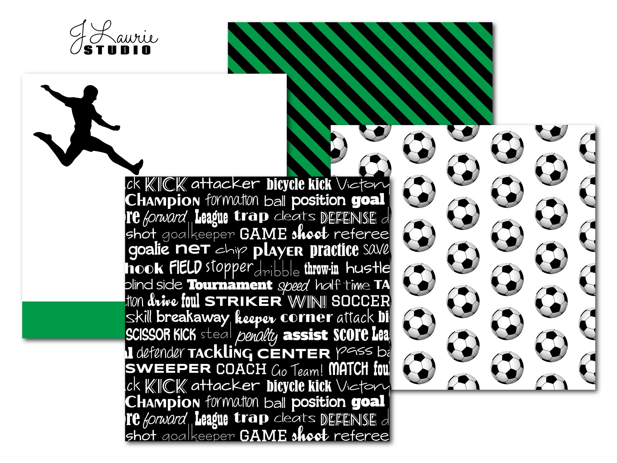 Soccer-digital Scrapbook Papers-commercial | Etsy