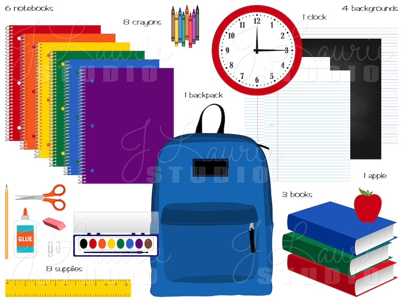 Back to School-digital Paper Clipart Set-commercial - Etsy