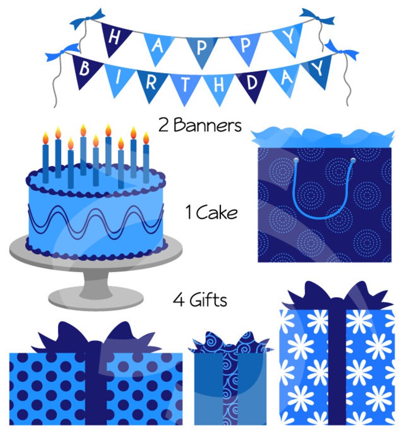 Birthday Clipart & Digital Paper | Etsy