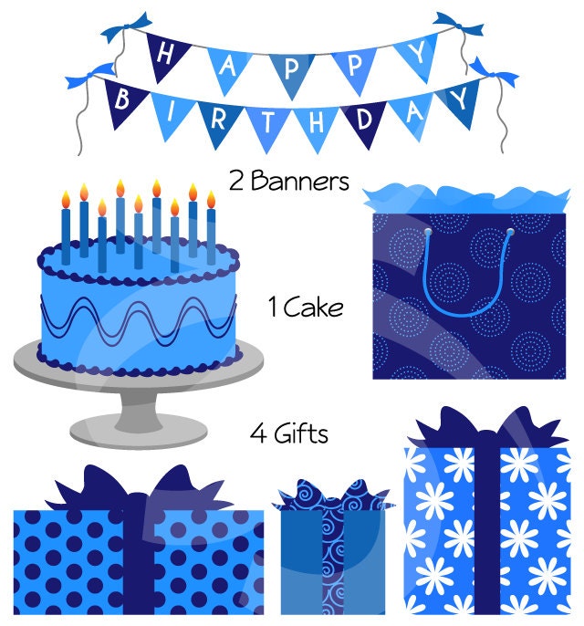 Birthday Clipart & Digital Paper | Etsy