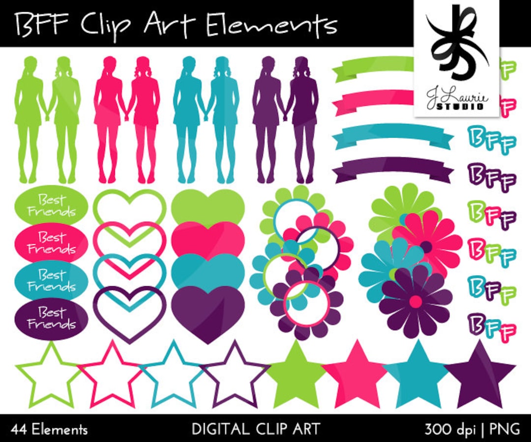 Digital Clipart Elements-bff-best Friend Clipart-best Friend Scrapbook ...