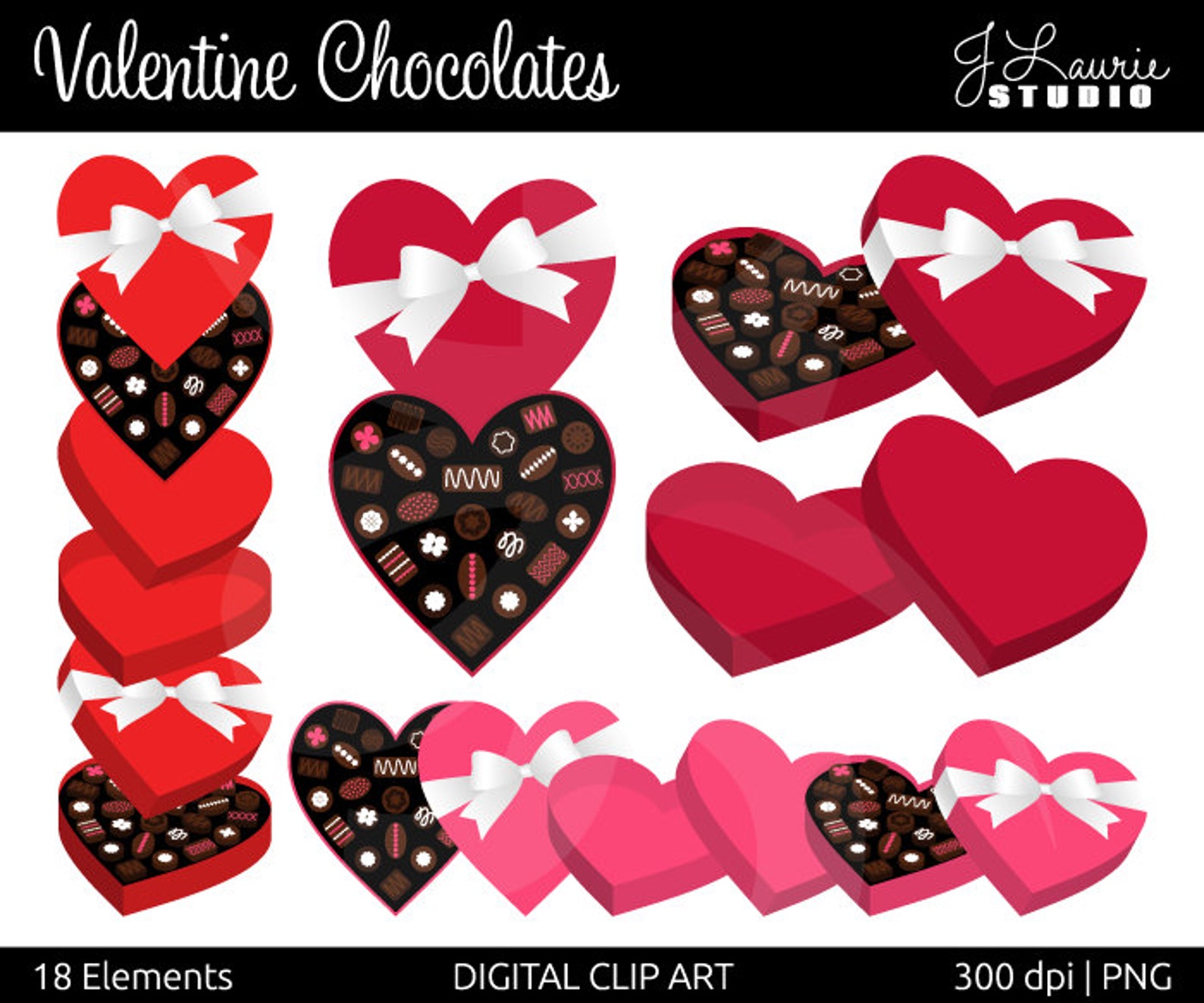 Digital Clipart-valentine Chocolates-heart Box of | Etsy