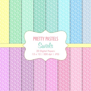 Pastel Swirls-digital Scrapbook Papers-commercial Use-spirals-baby ...