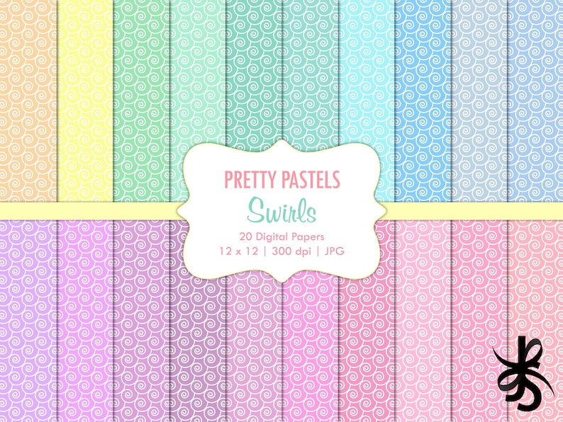 Pastel Swirls-digital Scrapbook Papers-commercial - Etsy
