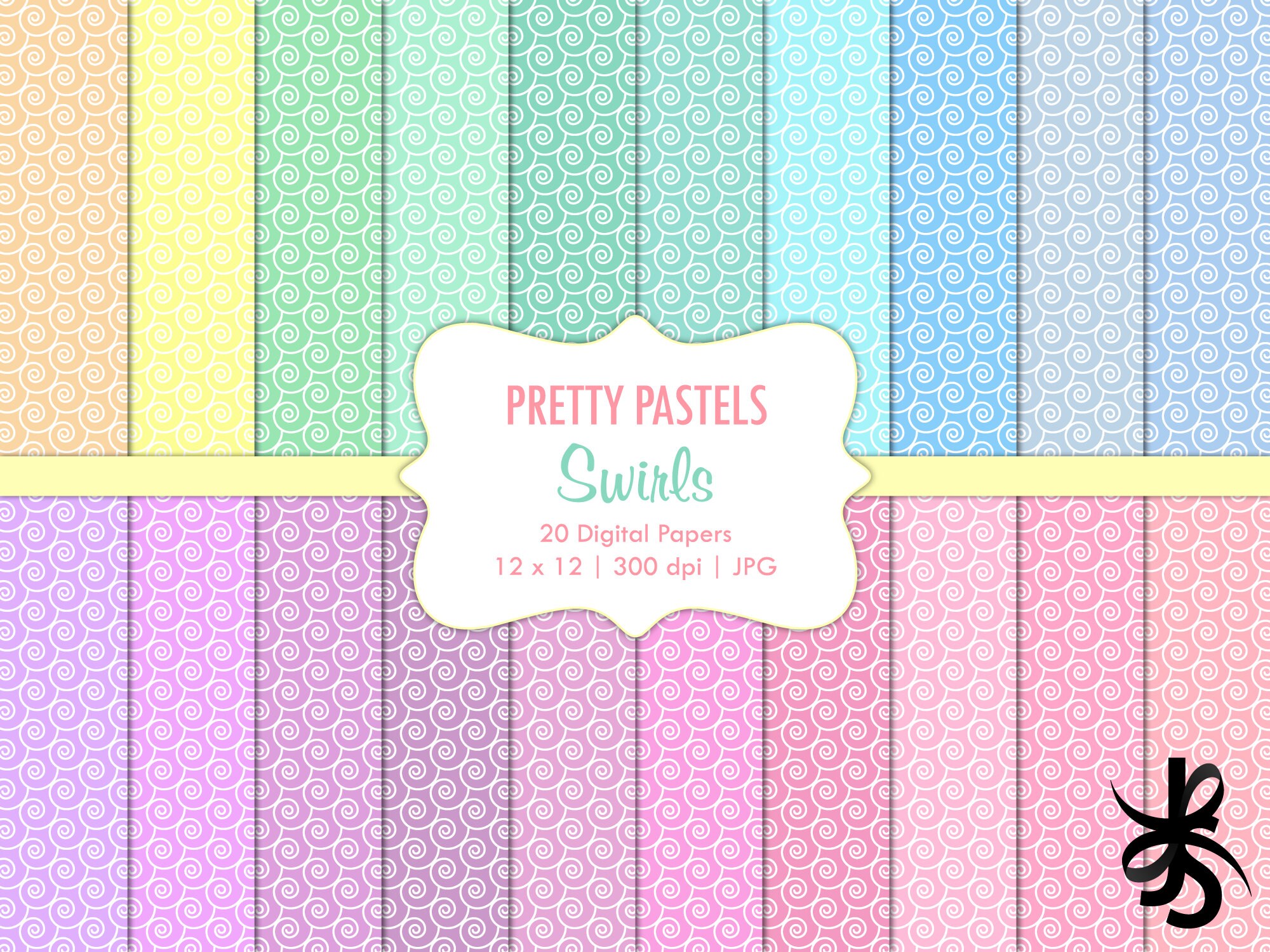 Pastel Swirls-digital Scrapbook Papers-commercial - Etsy