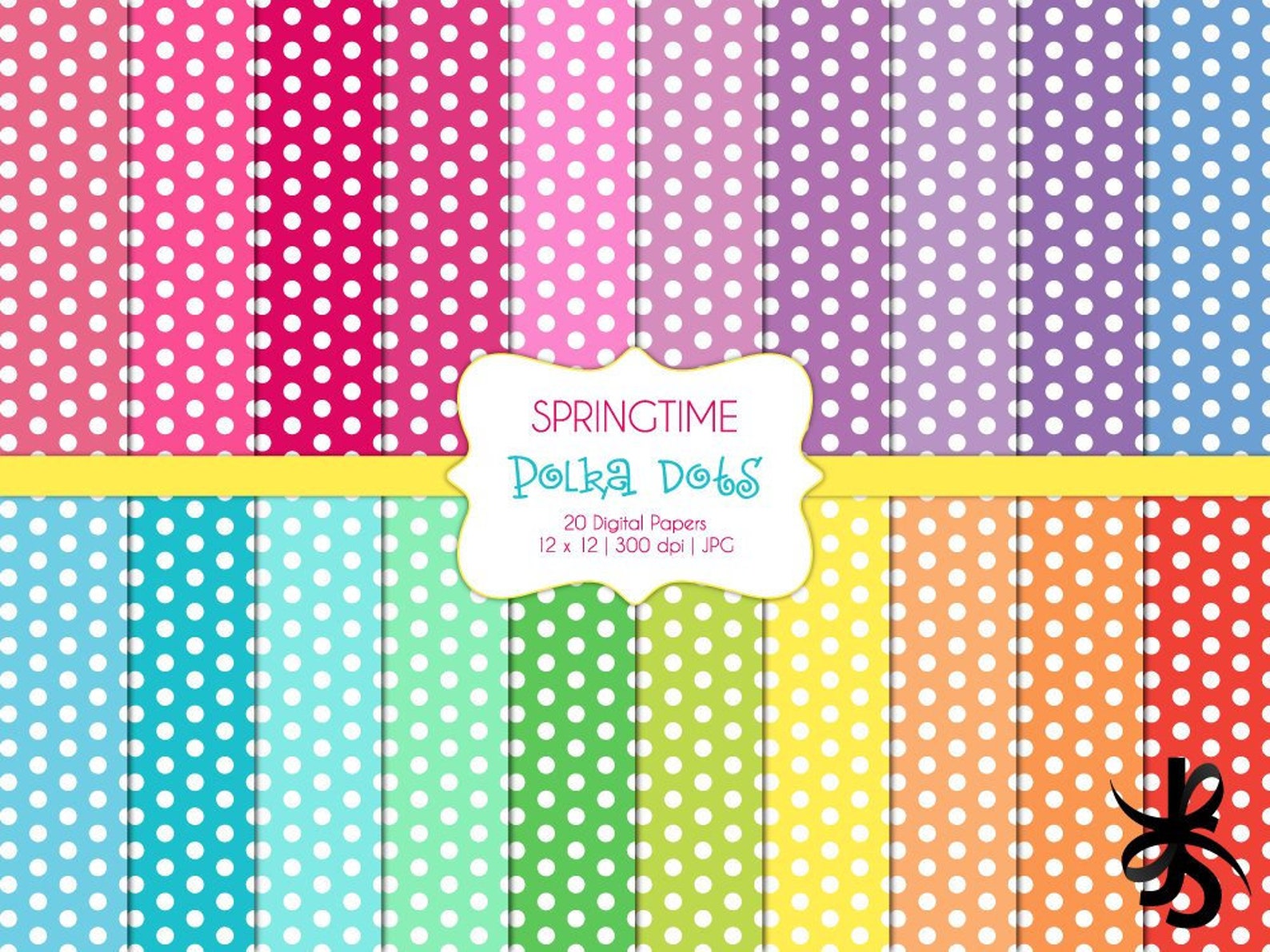 Polka Dots-Springtime-Digital Scrapbook Papers-Commercial | Etsy