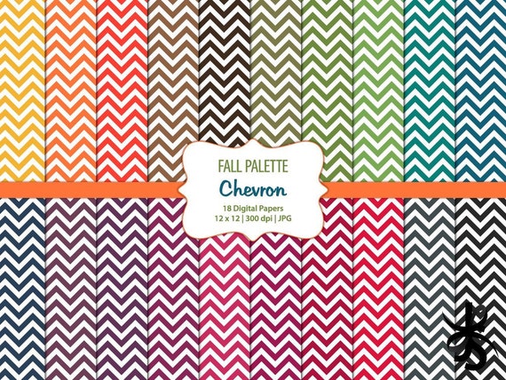 Chevron-fall Colors-digital Scrapbook Papers-commercial | Etsy