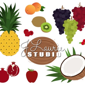 Fruit Digital Clipart-bananas-grapes-watermelon-pineapple-fruit Slice ...