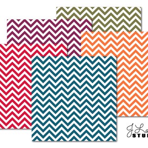 Chevron-fall Colors-digital Scrapbook Papers-commercial | Etsy