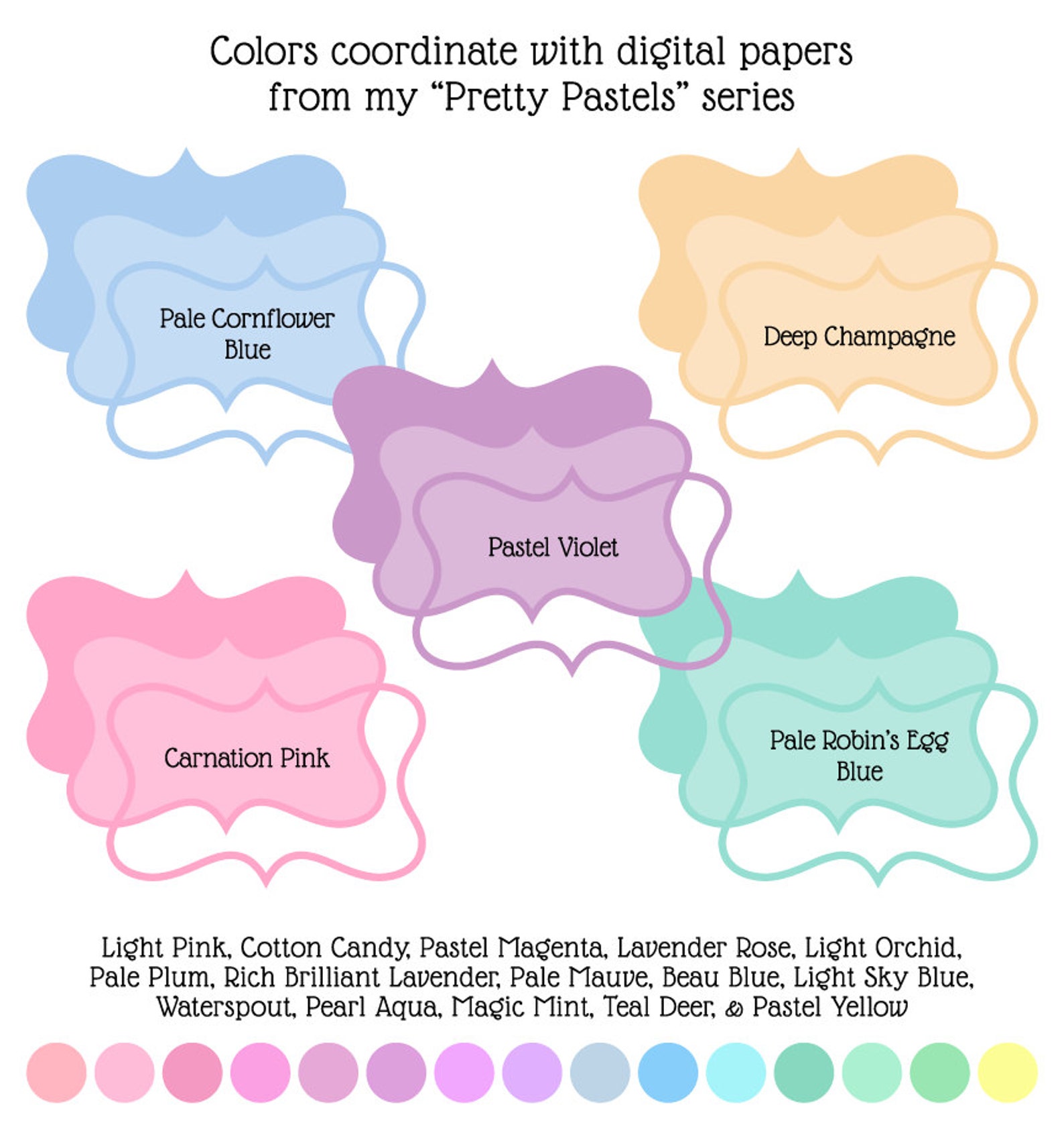 Digital Clipart Frames-pretty Pastels-frames-text - Etsy