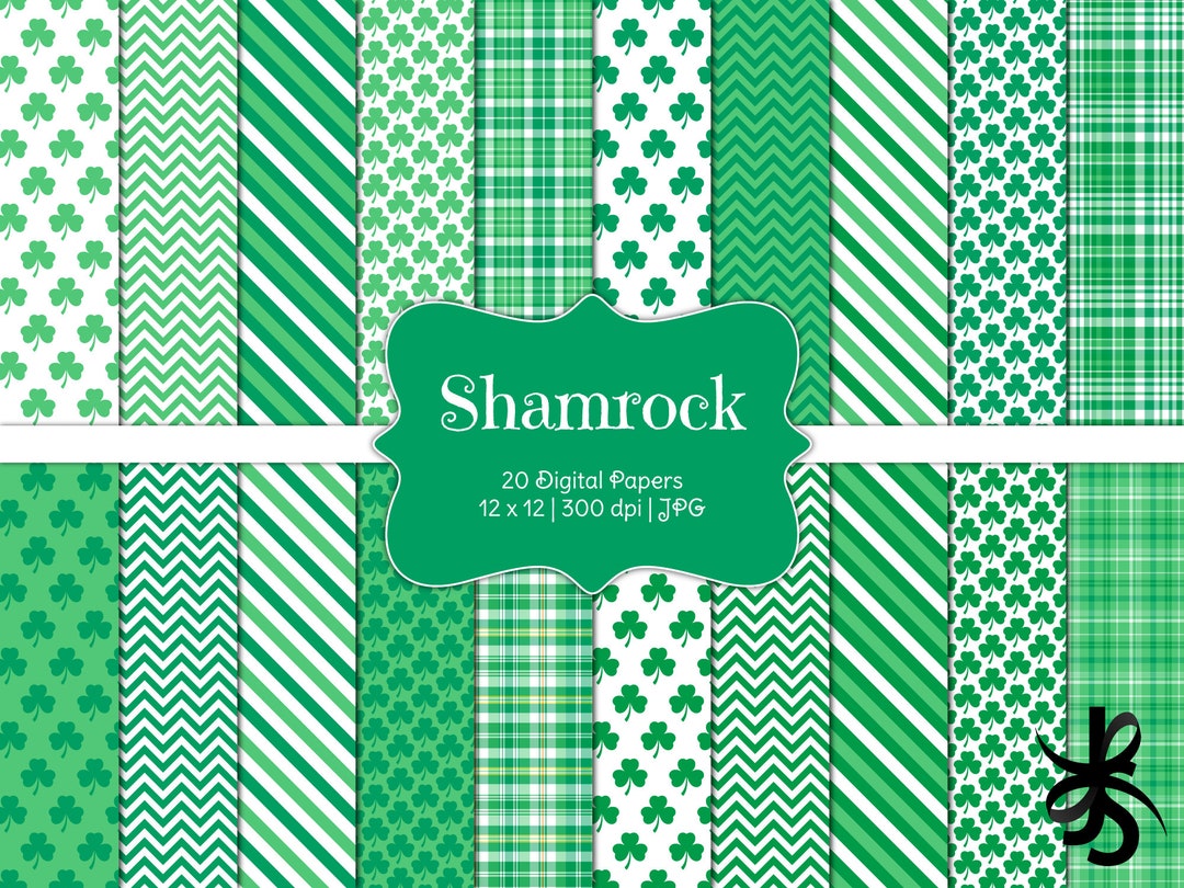 Shamrock Patterns-digital Scrapbook Papers-commercial Use-saint Patrick ...