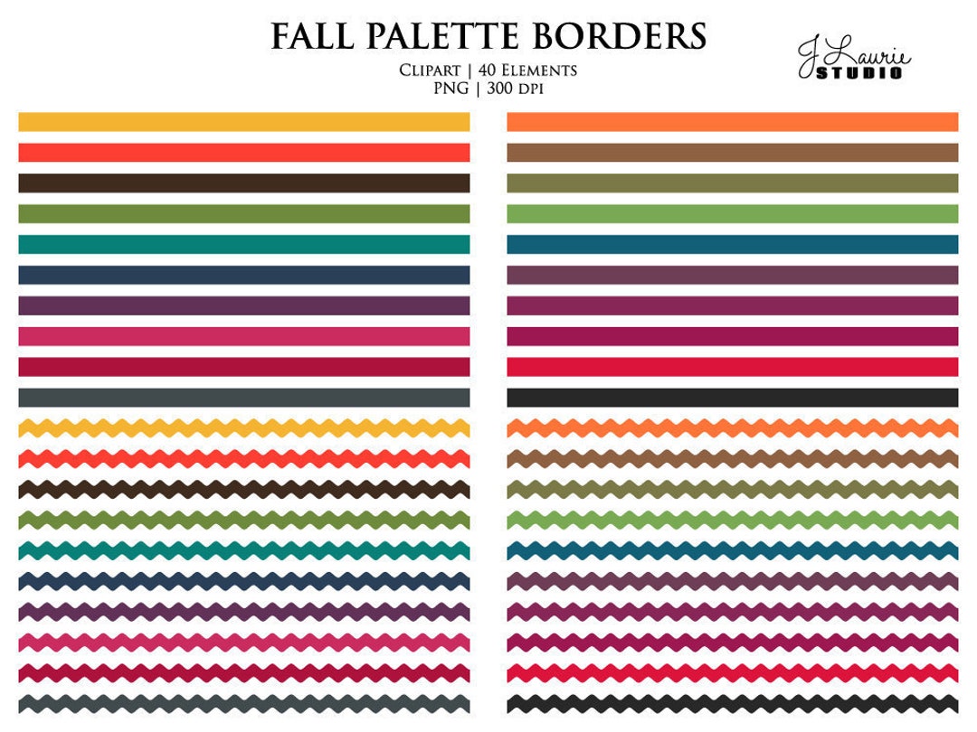 Borders-fall Colors-digital Clipart Borders-commercial Use-ric Rac-zig ...