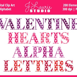 Digital Alphabet Letters Clipart-valentine Hearts Alpha Letters-digital ...