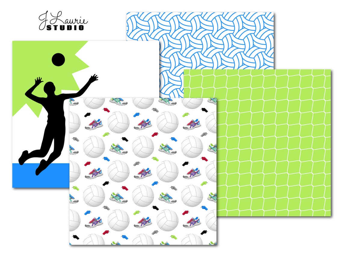 Volleyball-digital Scrapbook Papers-commercial Use-school | Etsy