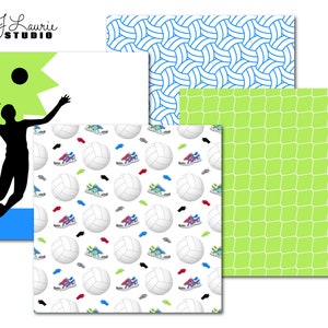 Volleyball-digital Scrapbook Papers-commercial Use-school Team-volley ...