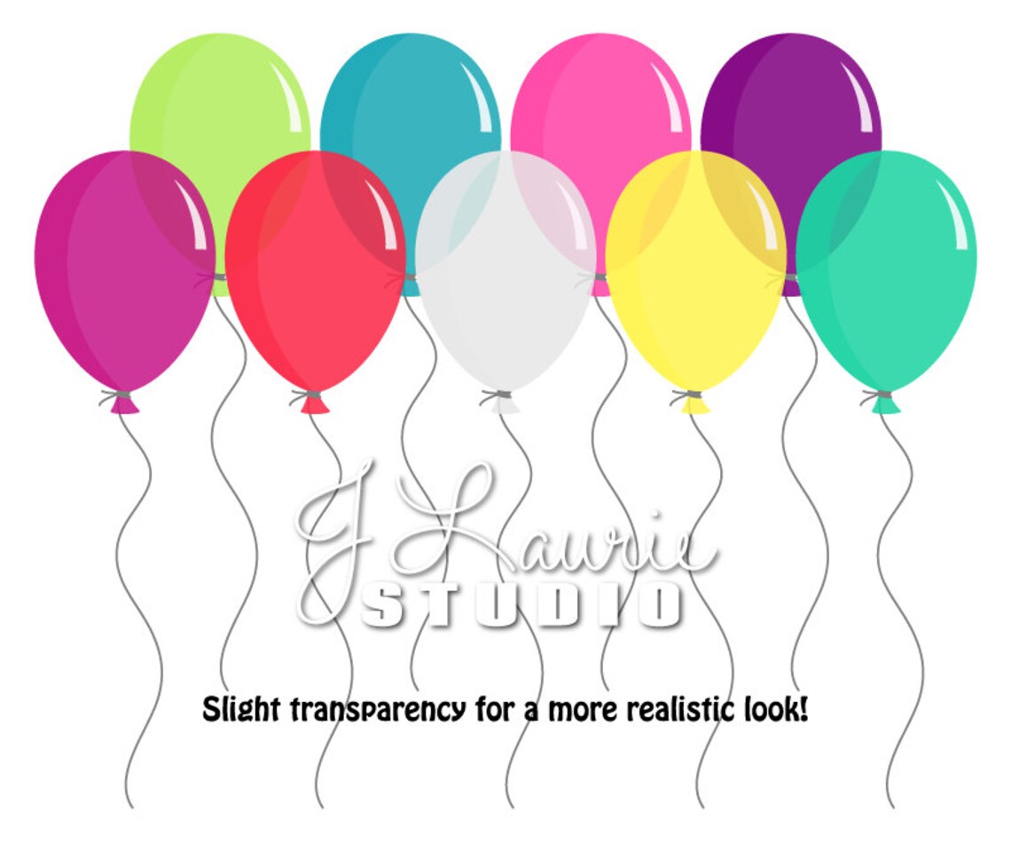Digital Clipart Balloons-colorful Party Balloons-birthday - Etsy