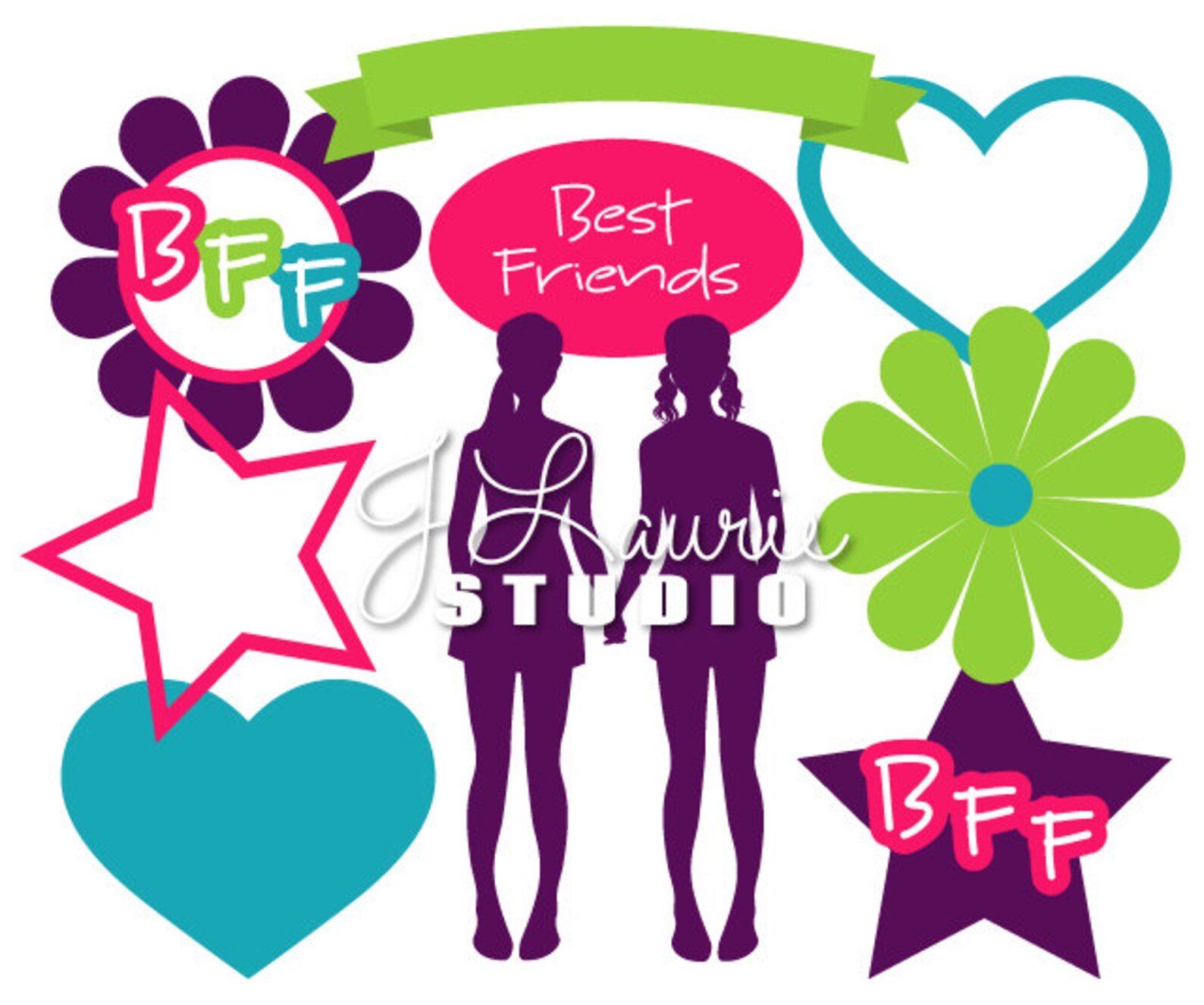 Digital Clipart Elements-bff-best Friend Clipart-best Friend - Etsy