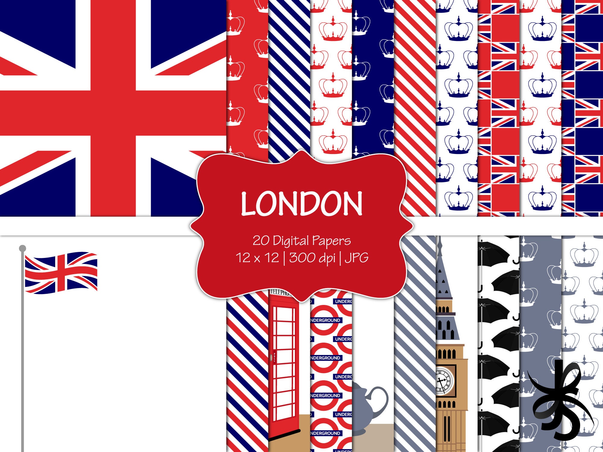London-digital Scrapbook Papers-commercial - Etsy