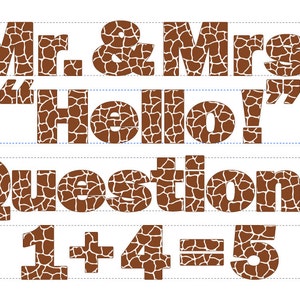 Digital Alphabet Letters Clipart-giraffe Print-animal Print-numbers ...