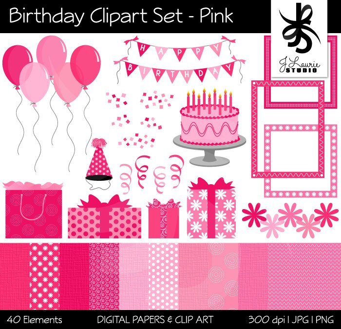 Birthday Clipart & Digital Paper - Etsy UK