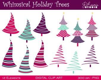 Clip Art Holiday Trees INSTANT DOWNLOAD - Etsy