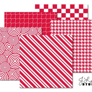 The Basics-crimson Patterns-digital Scrapbook Papers-commercial Use-red ...