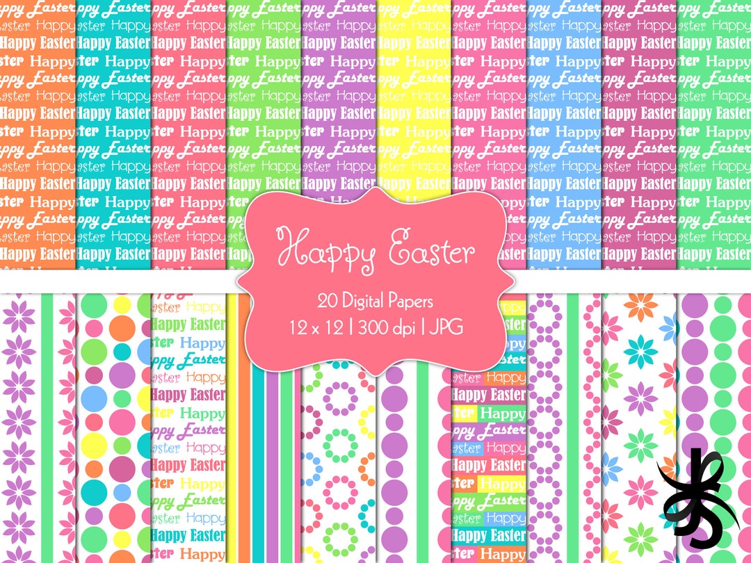 Happy Easter-digital Scrapbook Papers-commercial Use-flowers-swirls ...