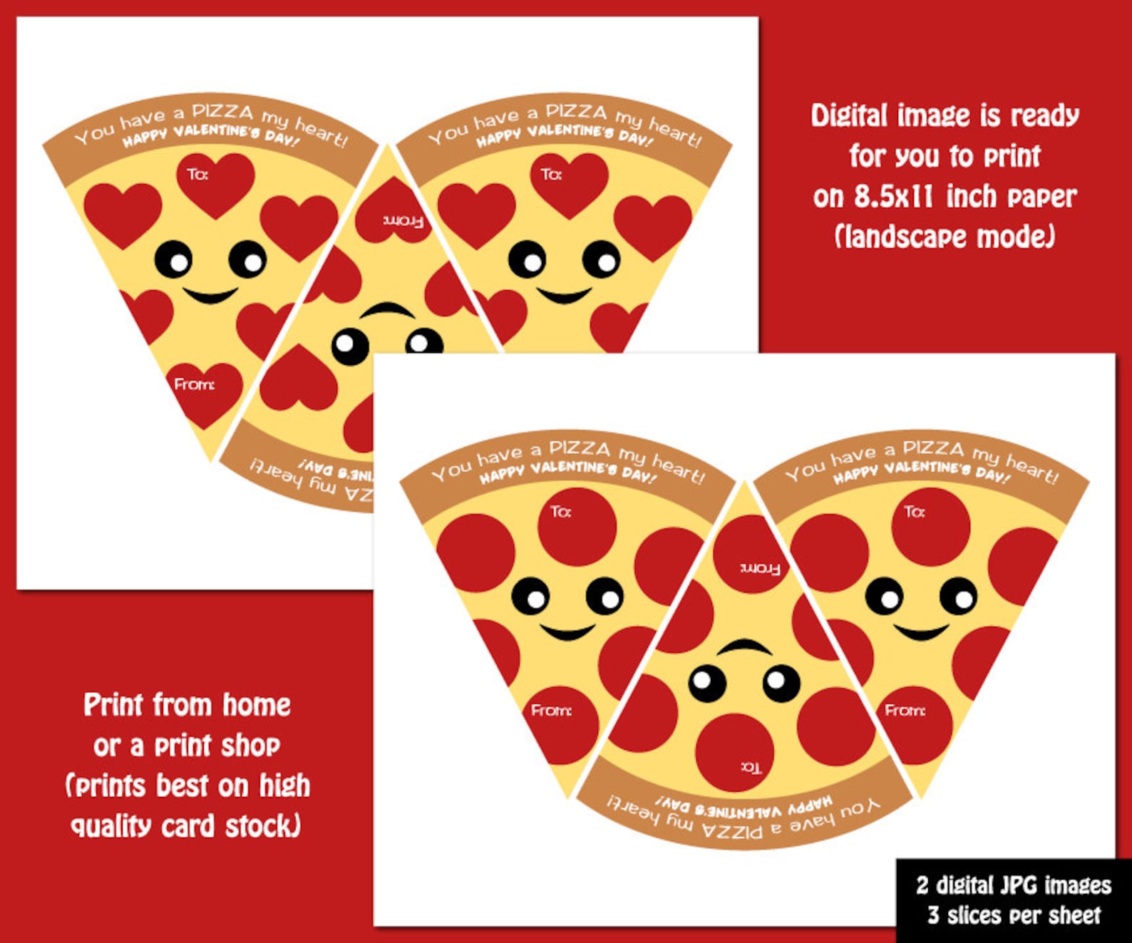 Digital Clipart-printable Pizza Valentines-printable Valentine | Etsy