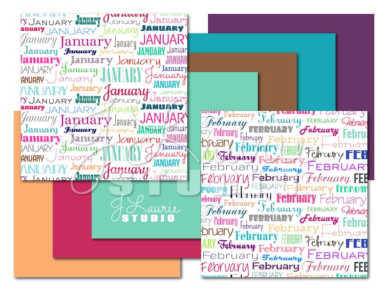 Months of the Year-digital Scrapbook Papers-commercial | Etsy