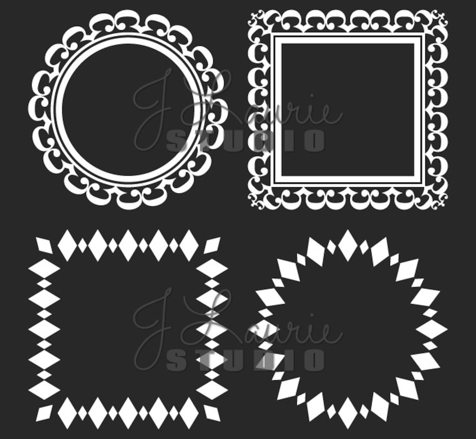 Fancy Frames Digital Clipart-square Frames-round - Etsy
