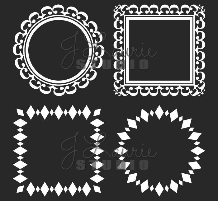 Fancy Frames Digital Clipart-square Frames-round | Etsy