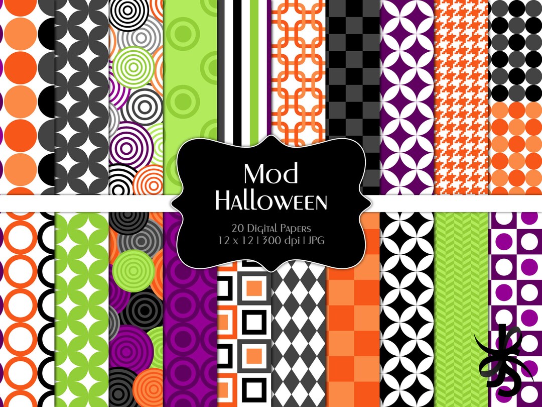 Mod Halloween-digital Scrapbook Papers-commercial Use-geometric ...