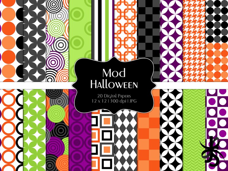 Mod Halloween-digital Scrapbook Papers-commercial - Etsy