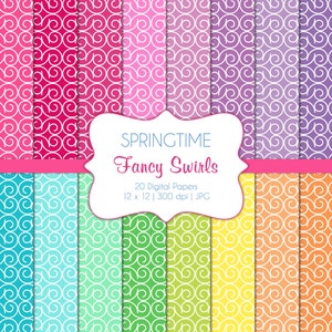 Fancy Swirls-springtime-digital Scrapbook Papers-commercial Use ...