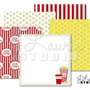 Movie Night-digital Scrapbook Papers-commercial Use-popcorn-theatre ...