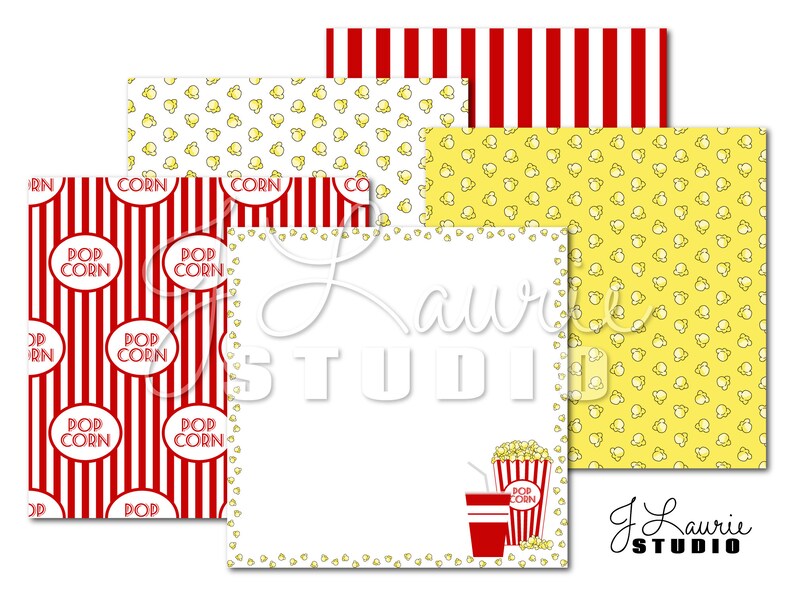 Movie Night-digital Scrapbook Papers-commercial - Etsy