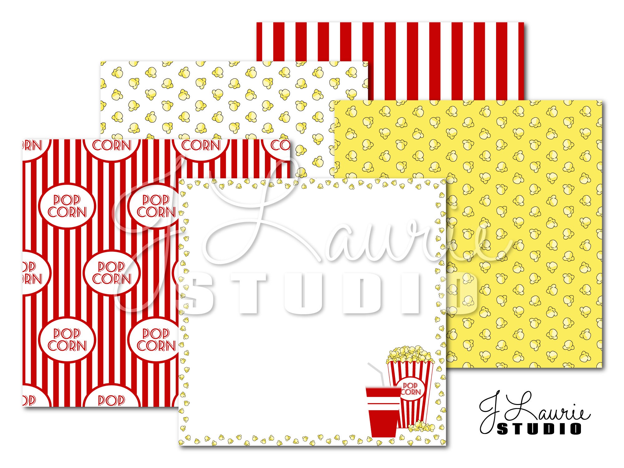 Movie Night-digital Scrapbook Papers-commercial - Etsy