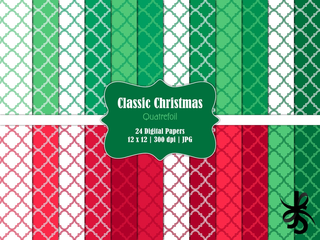 Quatrefoil-classic Christmas-digital Scrapbook Papers-commercial Use ...