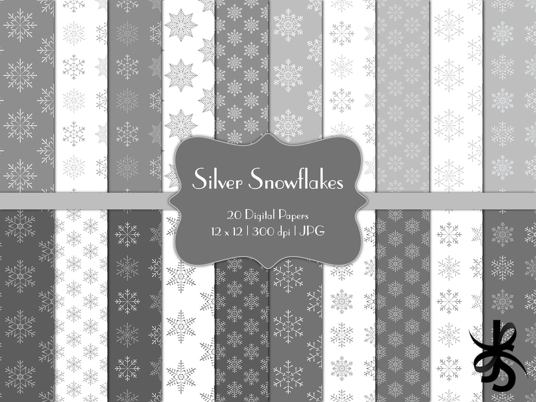 Silver Snowflakes-digital Scrapbook Papers-commercial Use-christmas ...