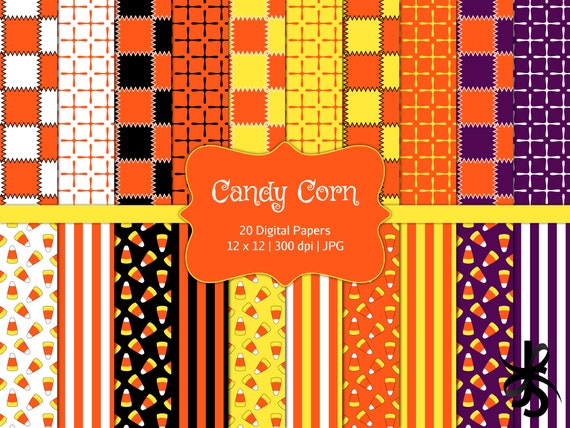 Candy Corn-halloween Digital Scrapbook Papers-commercial - Etsy