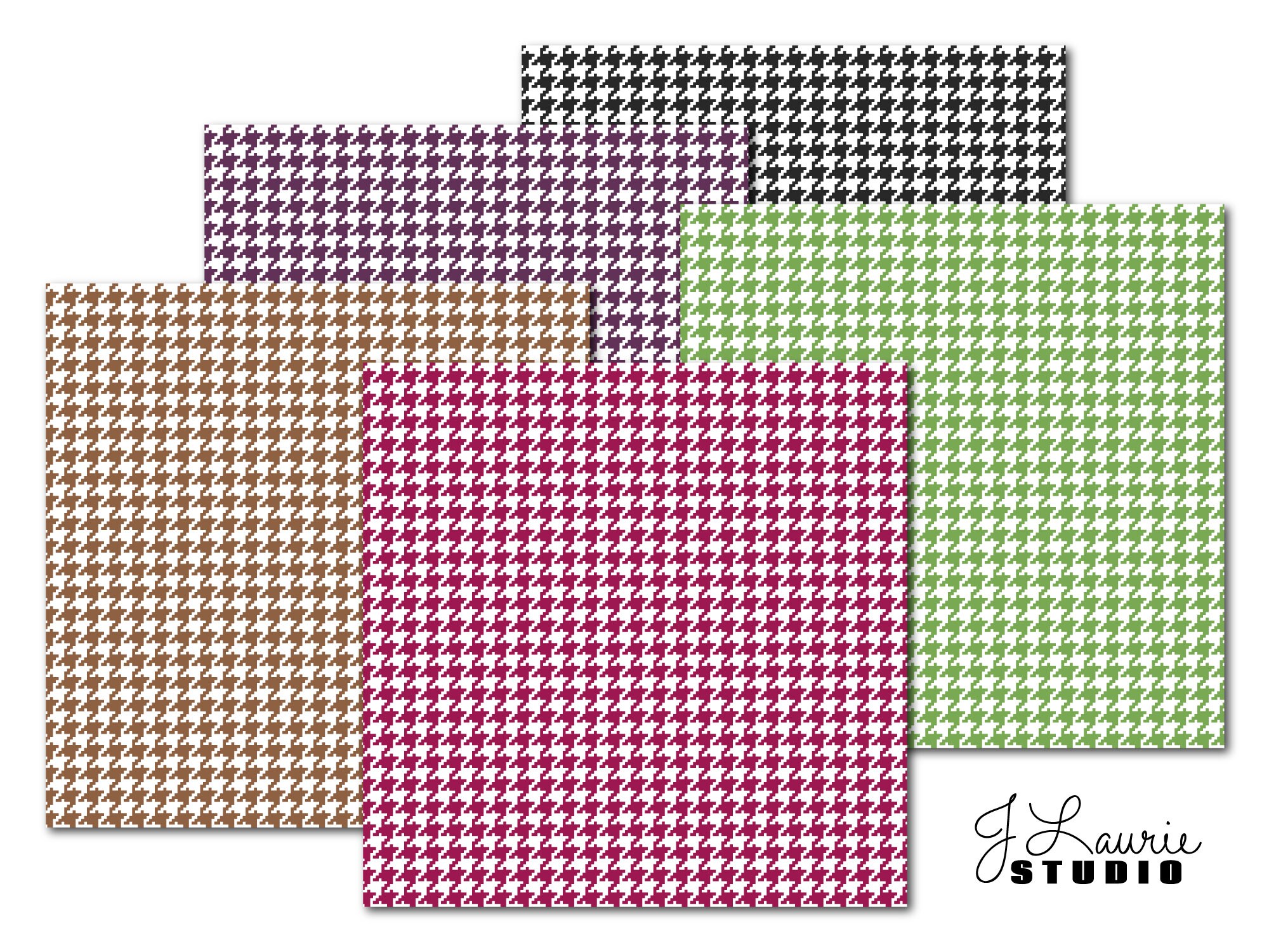 Houndstooth-fall Colors-digital Scrapbook Papers-commercial | Etsy