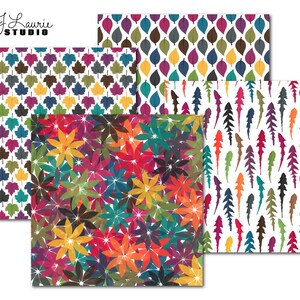 Botanical-fall Colors-digital Scrapbook Papers-commercial Use-fall ...