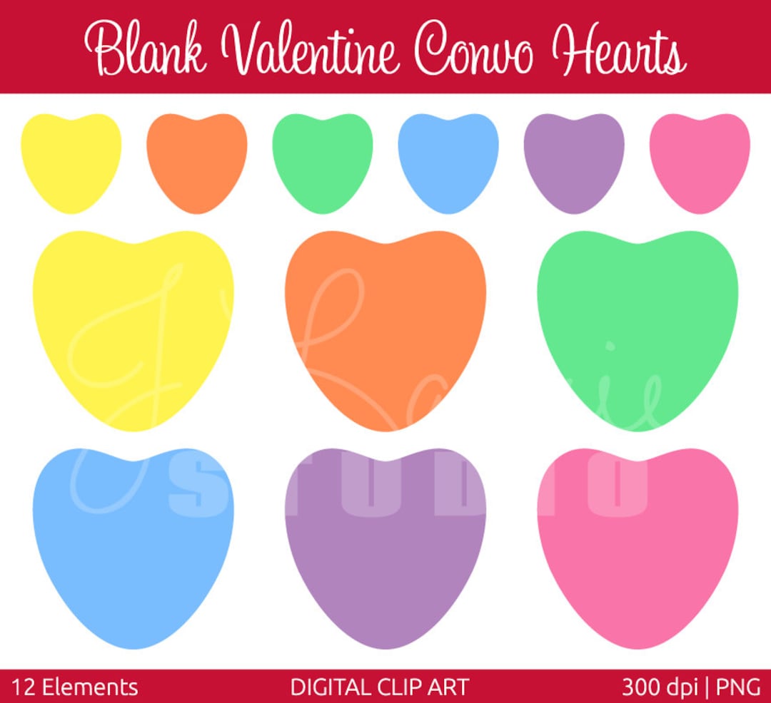 Digital Clipart Hearts-blank Valentine Convo Hearts-conversation Hearts ...