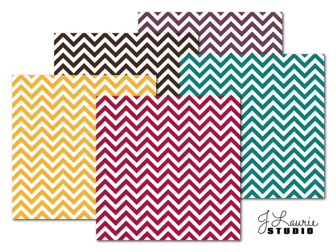 Chevron-fall Colors-digital Scrapbook Papers-commercial - Etsy