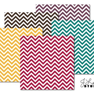 Chevron-fall Colors-digital Scrapbook Papers-commercial Use-geometric ...