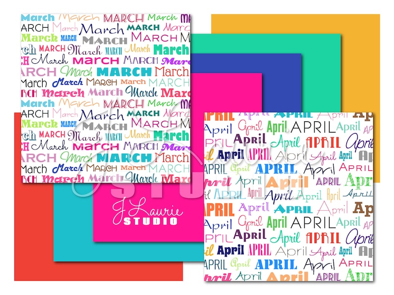 Months of the Year-digital Scrapbook Papers-commercial | Etsy