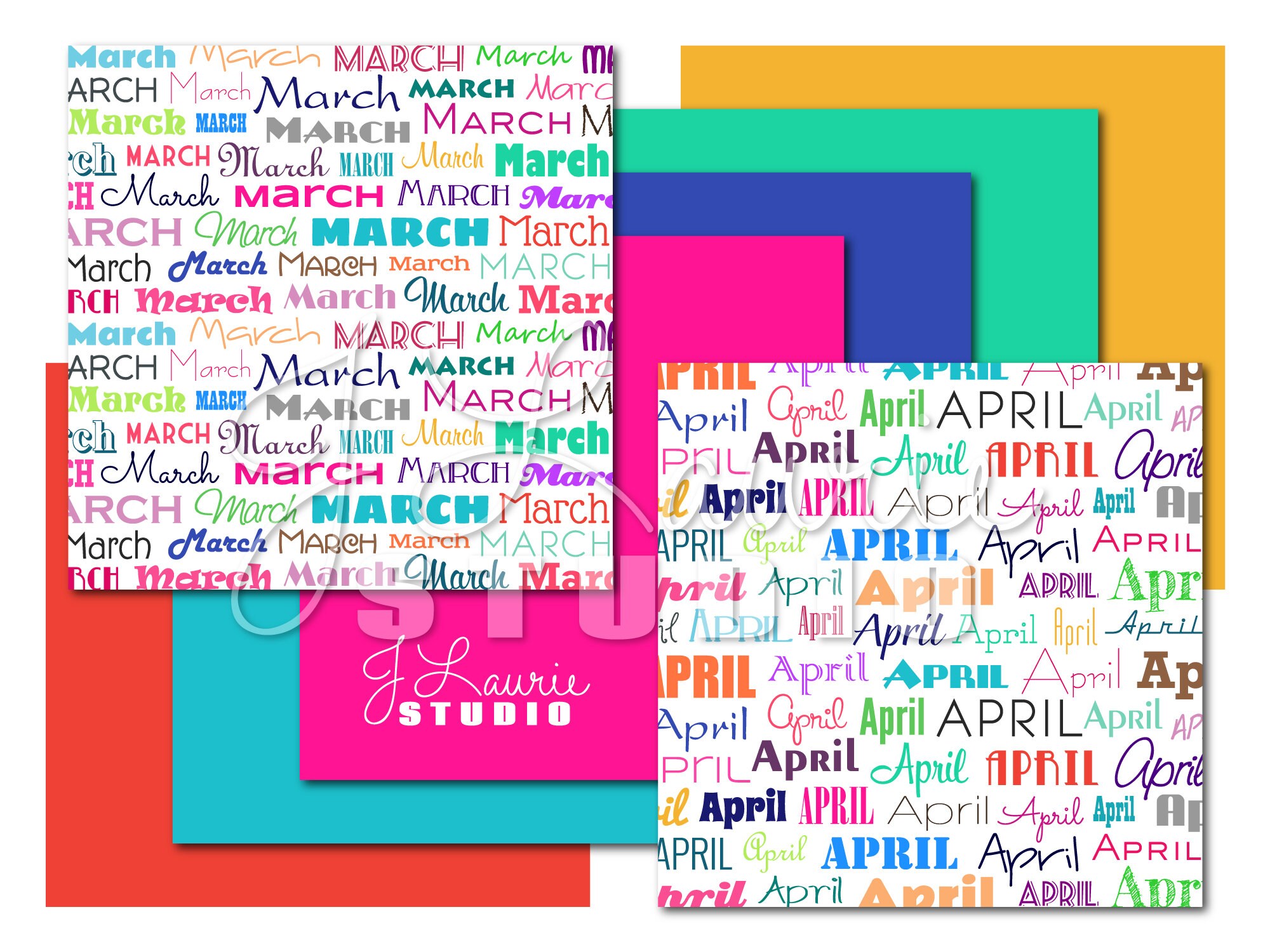 Months of the Year-digital Scrapbook Papers-commercial Use-calendar-12 ...