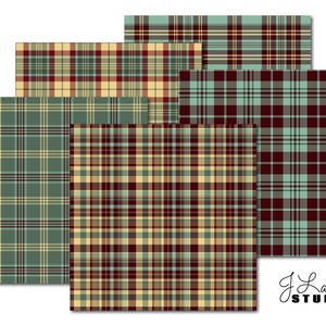 Rustic Christmas Plaid-digital Scrapbook Papers-commercial Use-holiday ...